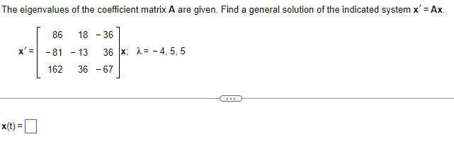 Solved The eigenvalues of the coefficient matrix A are | Chegg.com
