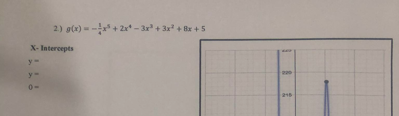 Solved 2.) g(x) = -2x5+2x4 - 3x3 + 3x2 + 8x + 5 -**+ X- | Chegg.com