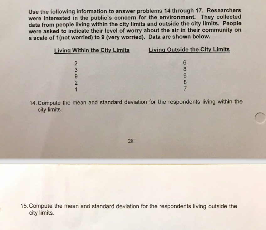 Solved 16. Compare the means and standard deviations from | Chegg.com