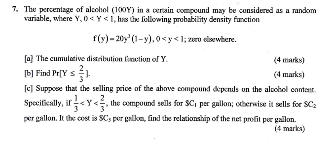 Solved 7. The percentage of alcohol (1009) in a certain | Chegg.com