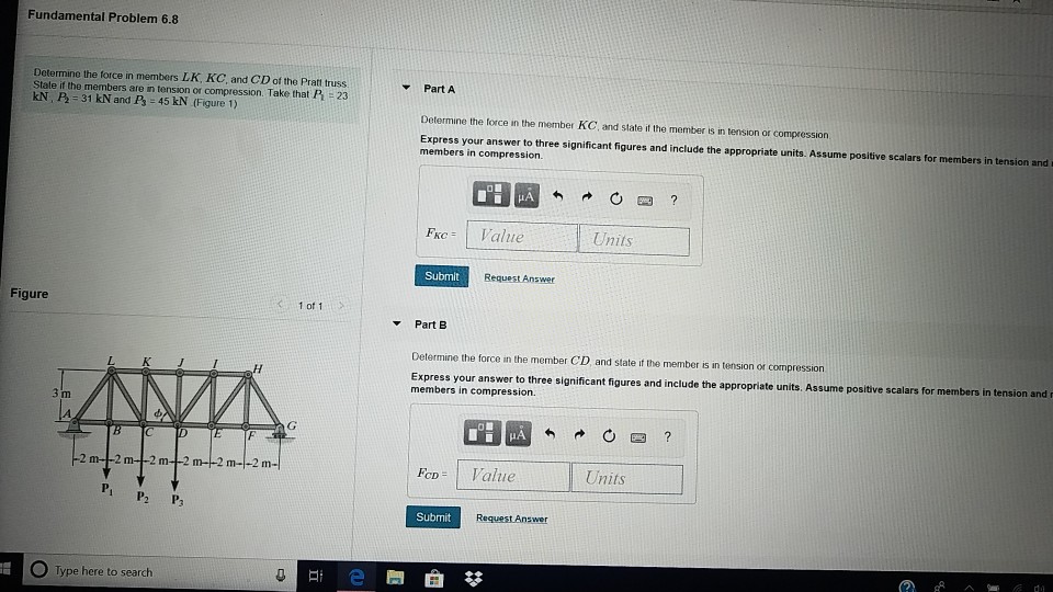 Solved Fundamental Problem 6.8 Determine the force in | Chegg.com