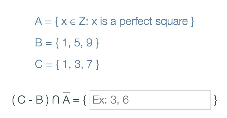 Solved A-(XEZ: x is a perfect square B 1, 5, 9] C 1, 3, 7 ) | Chegg.com