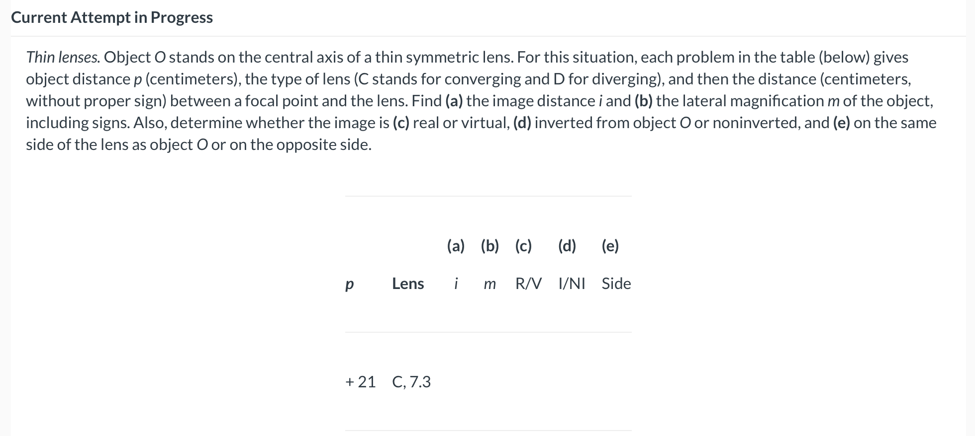 Solved Current Attempt in Progress Thin lenses. Object O | Chegg.com