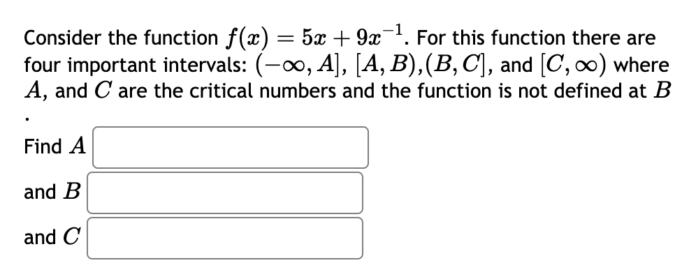 Solved Consider The Function F X 5x 9x−1 For This Function