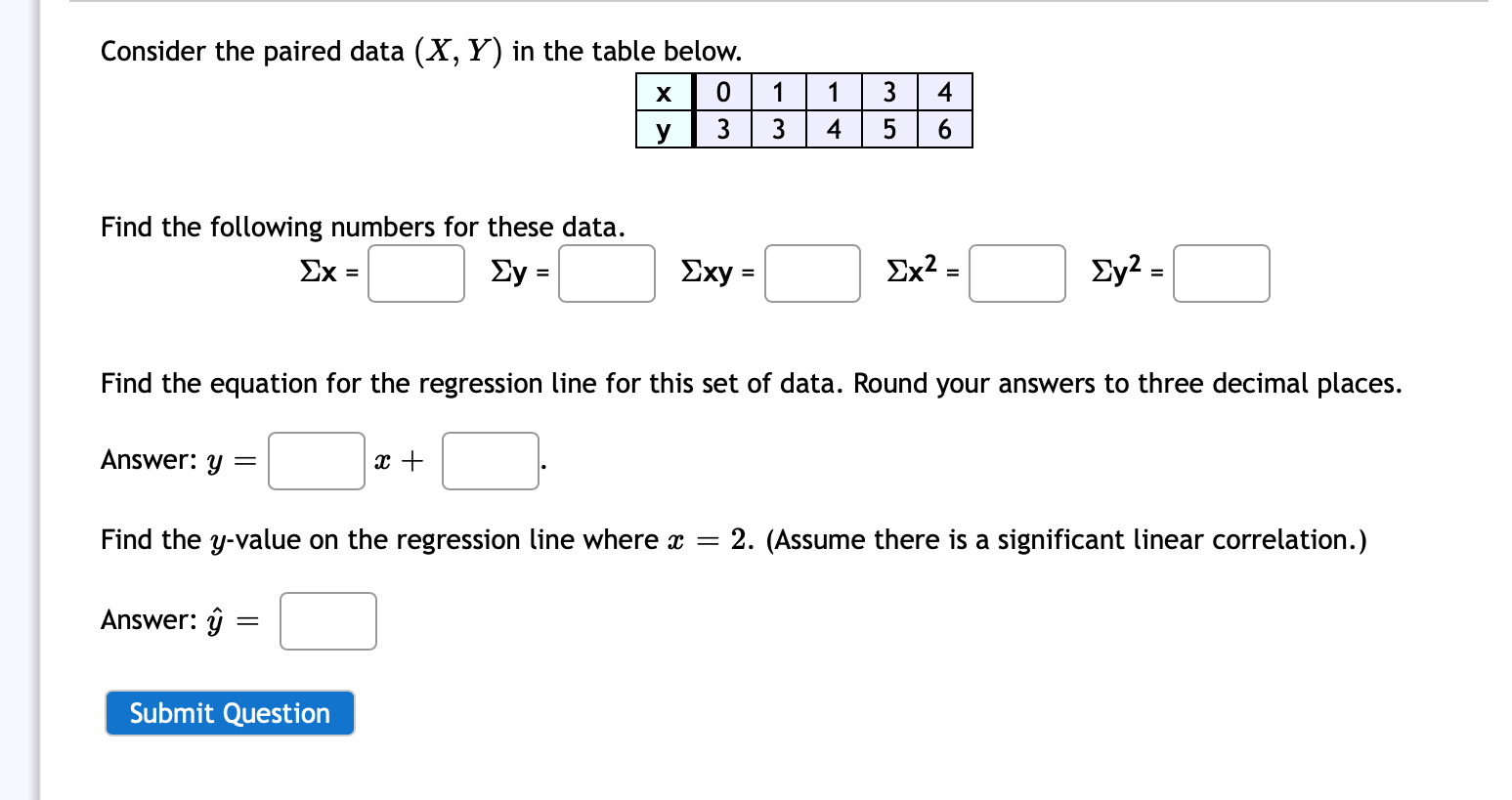Solved Consider the paired data (X,Y) in the table below. | Chegg.com