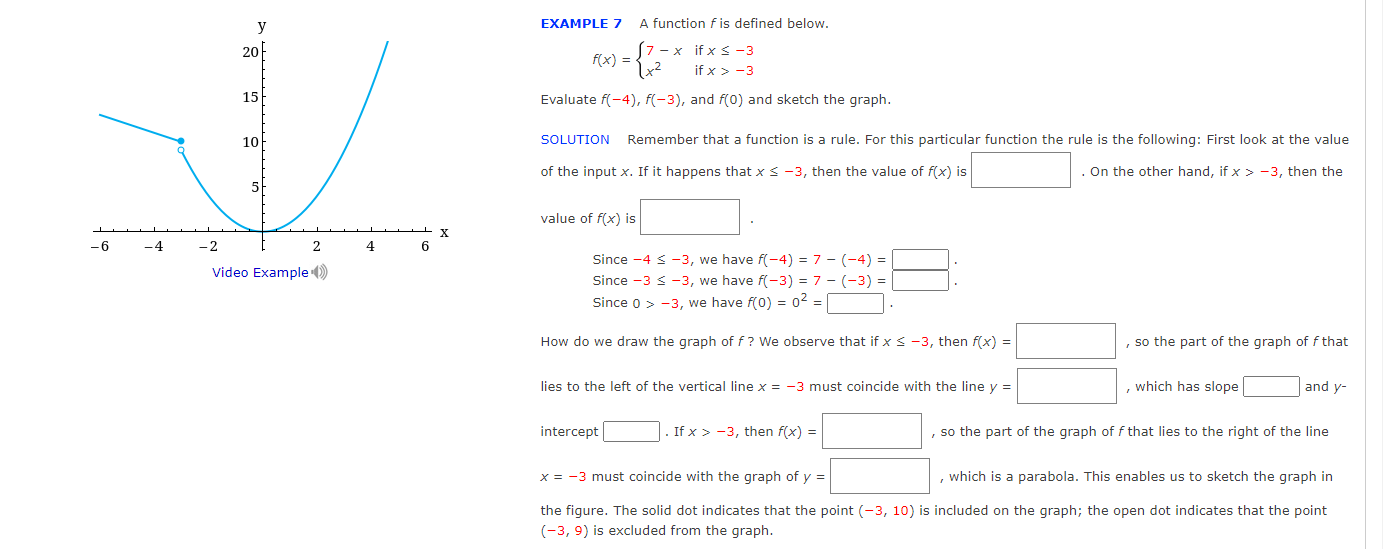Solved EXAMPLE 7 A function f is defined below. f(x)={7−xx2 | Chegg.com