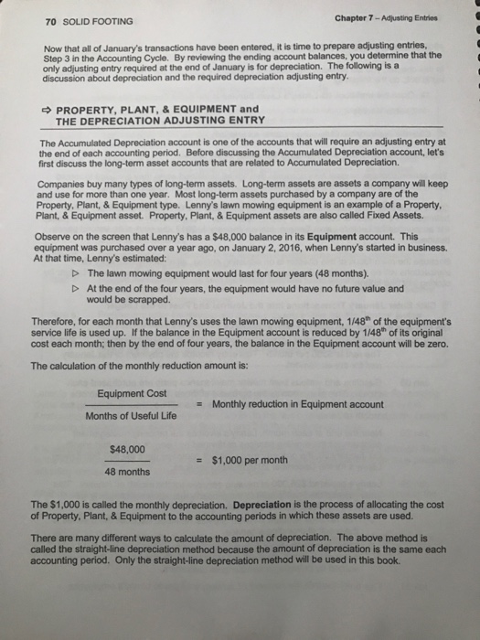 Solved 70 SOLID FOOTING Chapter 7-Adjusting Entries Now that | Chegg.com