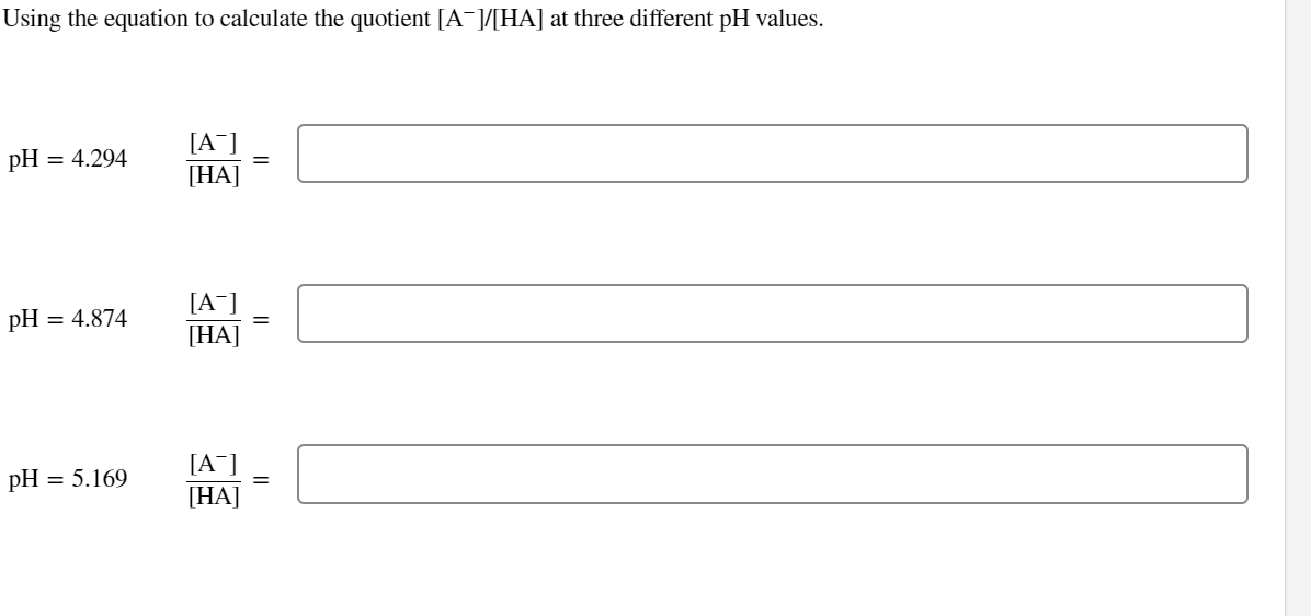 Solved Using the equation to calculate the quotient | Chegg.com