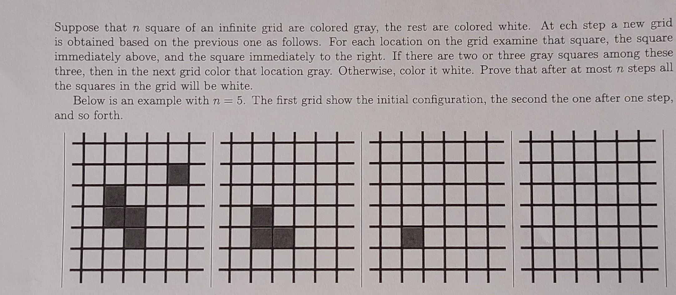 Solved Suppose that n square of an infinite grid are colored | Chegg.com