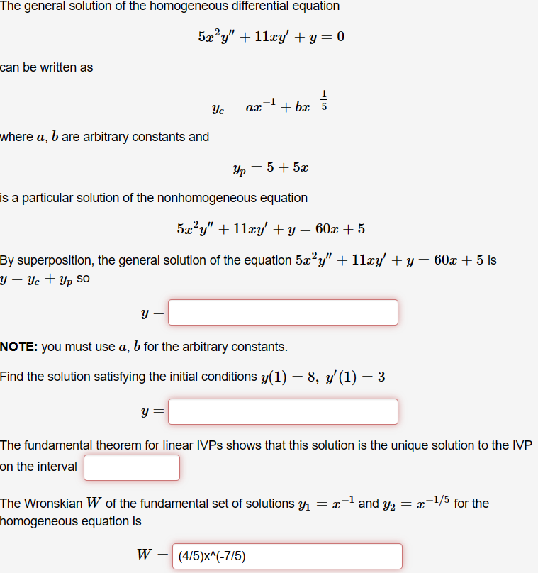 Solved The general solution of the homogeneous differential | Chegg.com