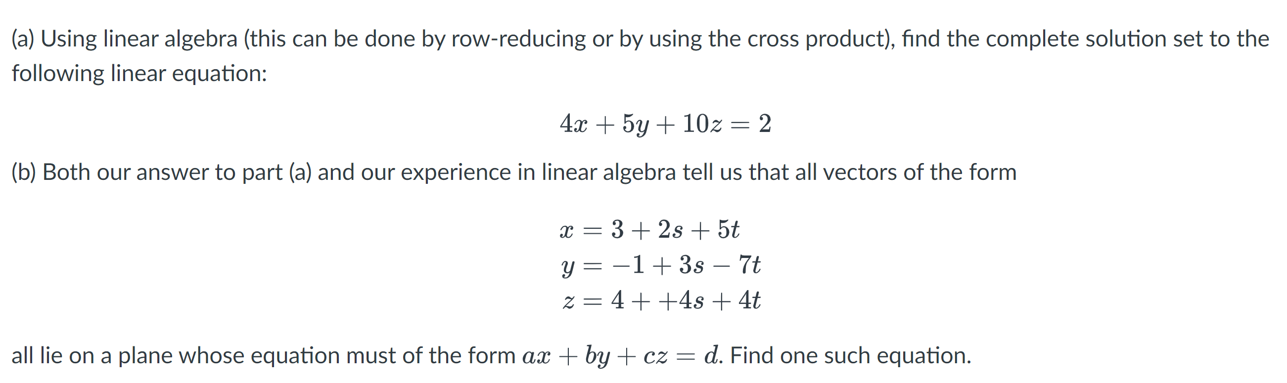 Solved (a) Using linear algebra (this can be done by | Chegg.com