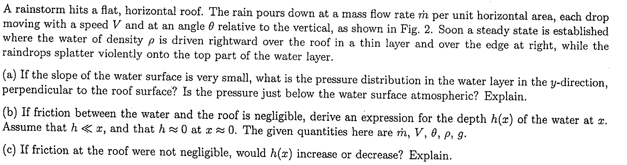 Solved A rainstorm hits a flat, horizontal roof. The rain | Chegg.com