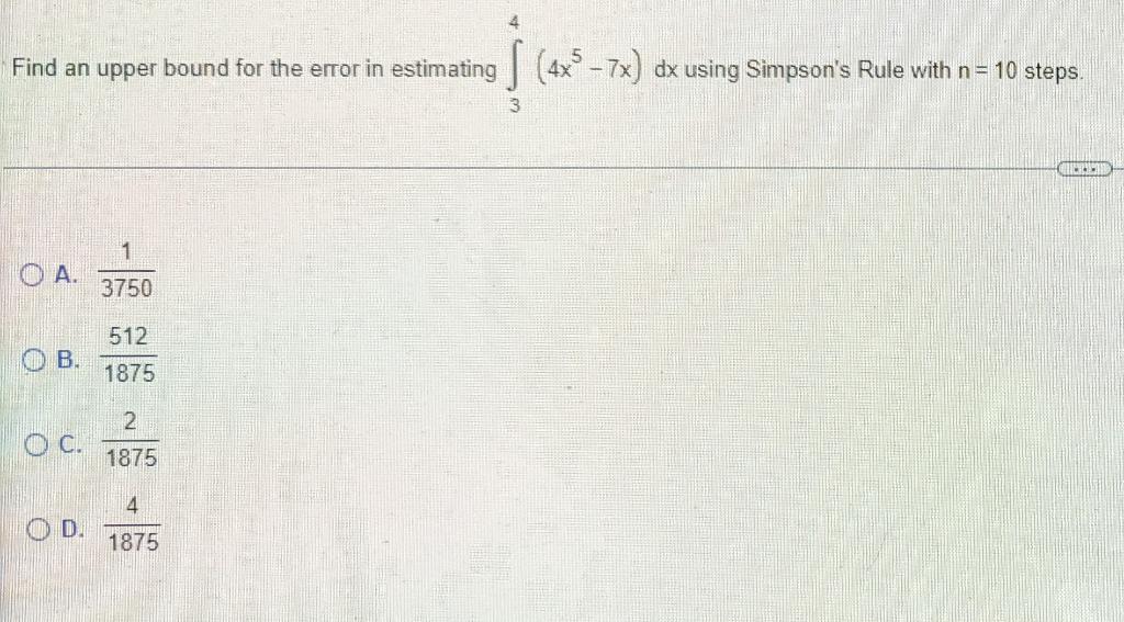 Solved Find an upper bound for the error in estimating (4x5 | Chegg.com