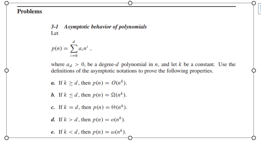 Solved 3-1 Asymptotic behavior of polynomials Let | Chegg.com