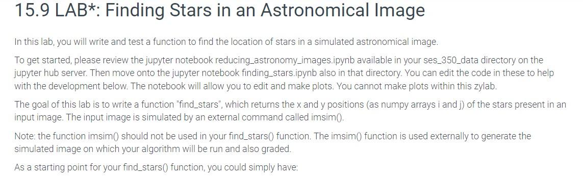 Solved 15.9 LAB*: Finding Stars in an Astronomical Image In | Chegg.com