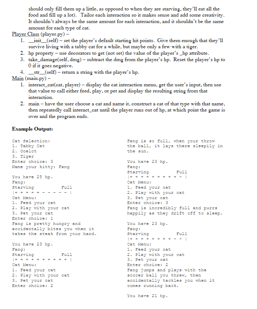 Solved Virtual Cat Create an interactive pet game where the | Chegg.com