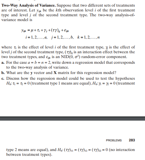 Two-Way Analysis of Variance. Suppose that two | Chegg.com