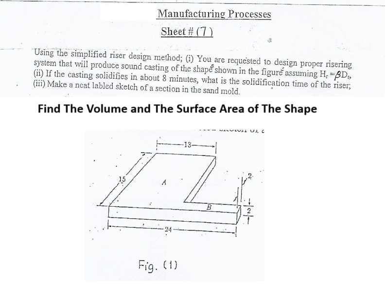 Solved Manufacturing ProcessesSheet \# (7)Using the | Chegg.com