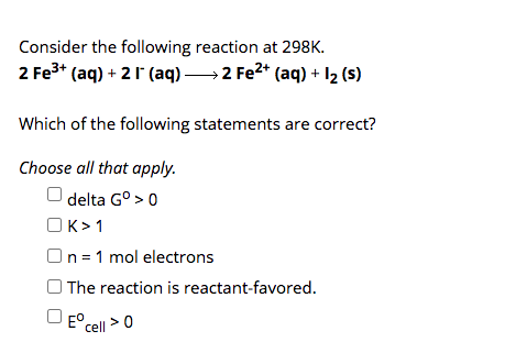 Solved Consider the following reaction at 298 K. | Chegg.com