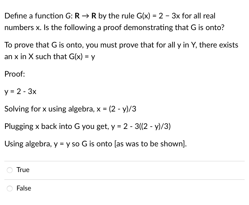 Solved Define a function G:R→R by the rule G(x)=2−3x for all | Chegg.com