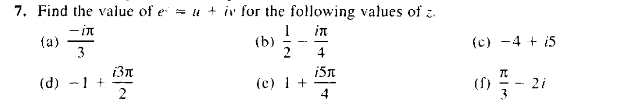 Solved 7. Find the value of e∗=u+i for the following values | Chegg.com