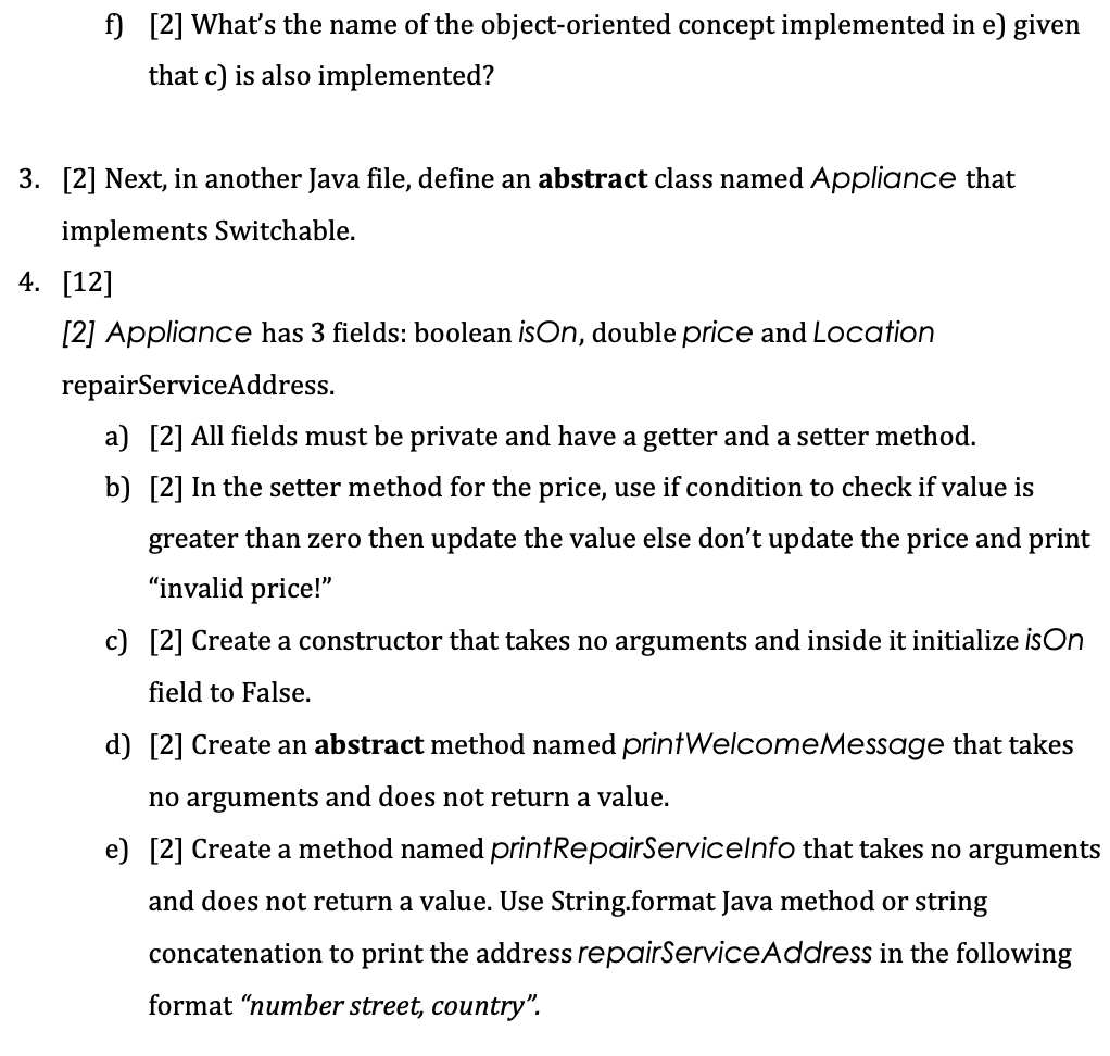 Solved 1. [3] In a separate Java file, define an interface | Chegg.com