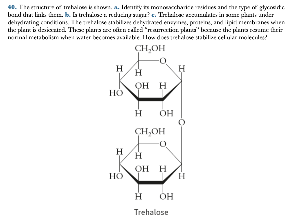 Solved The structure of trehalose is shown. a. Identify | Chegg.com