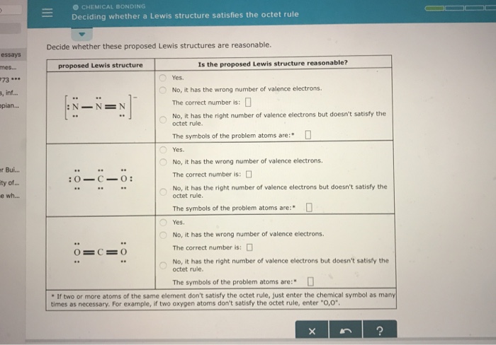 Solved CHEMICAL BONDING Deciding whether a Lewis structure | Chegg.com