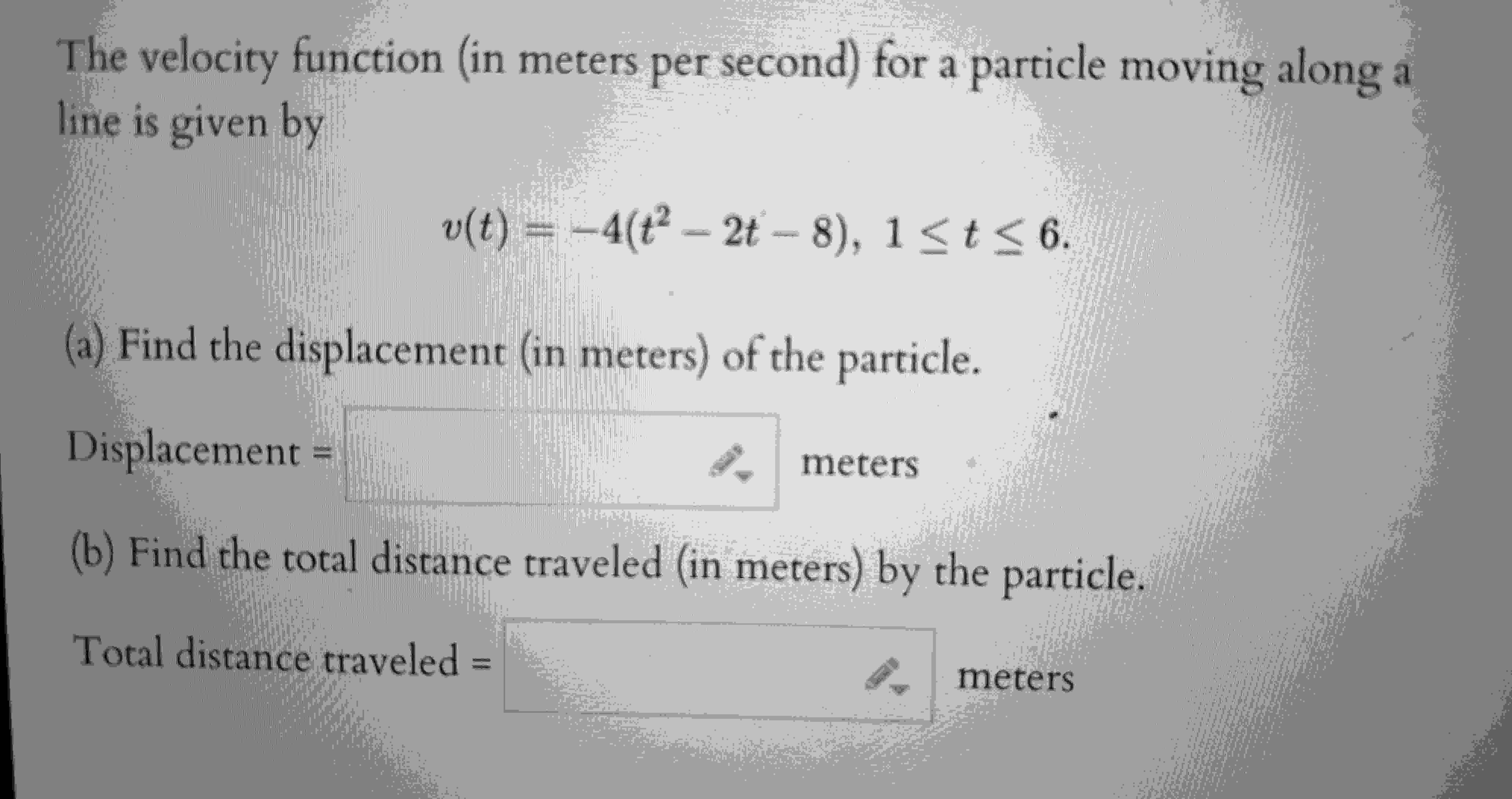 Solved The velocity function (in meters per second) ﻿for a | Chegg.com