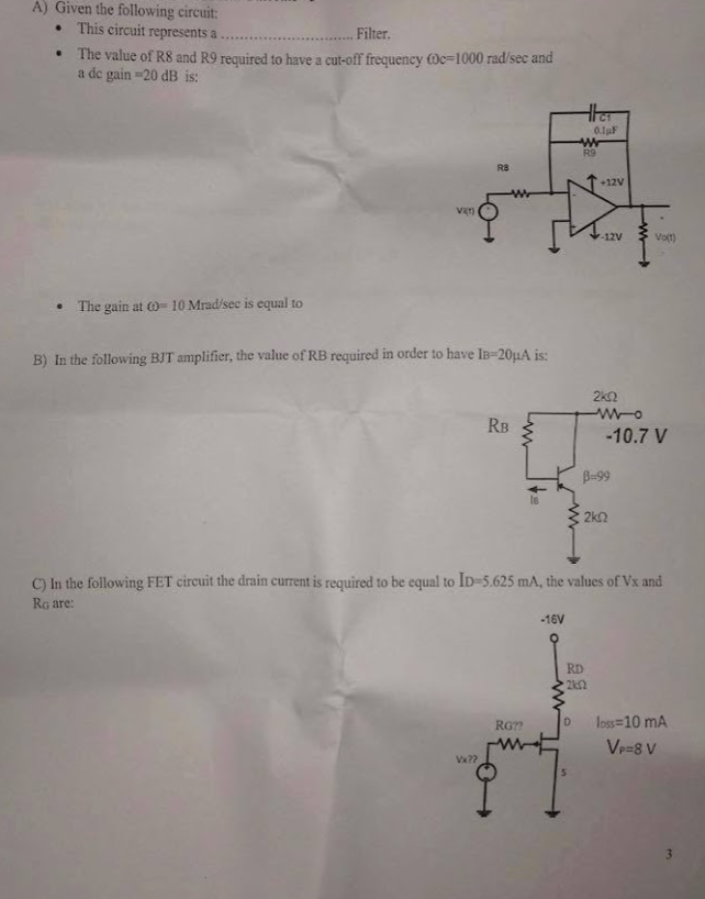 Solved A) Given the following circuit: - This circuit | Chegg.com