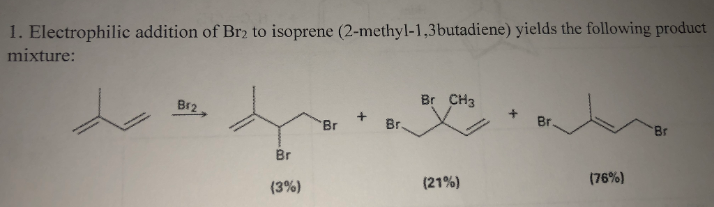 Solved 1.Electrophic addition of Br2 to isoprene | Chegg.com