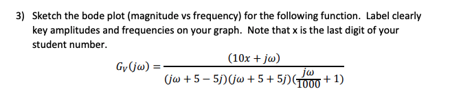 Solved 3) Sketch the bode plot (magnitude vs frequency) for | Chegg.com
