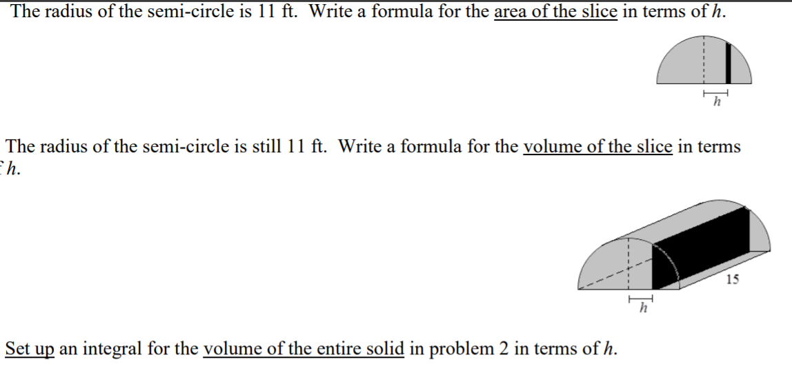 Solved The radius of the semi-circle is 11 ft. Write a | Chegg.com