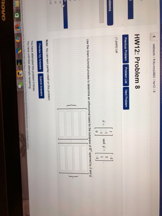 Solved / hw128 HW12: Problem 8 (1 point) Let oblems 1 and y | Chegg.com
