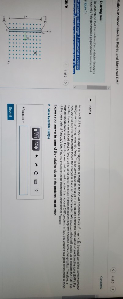 Solved Motion-Induced Electric Fields and Motional EMF 4of | Chegg.com