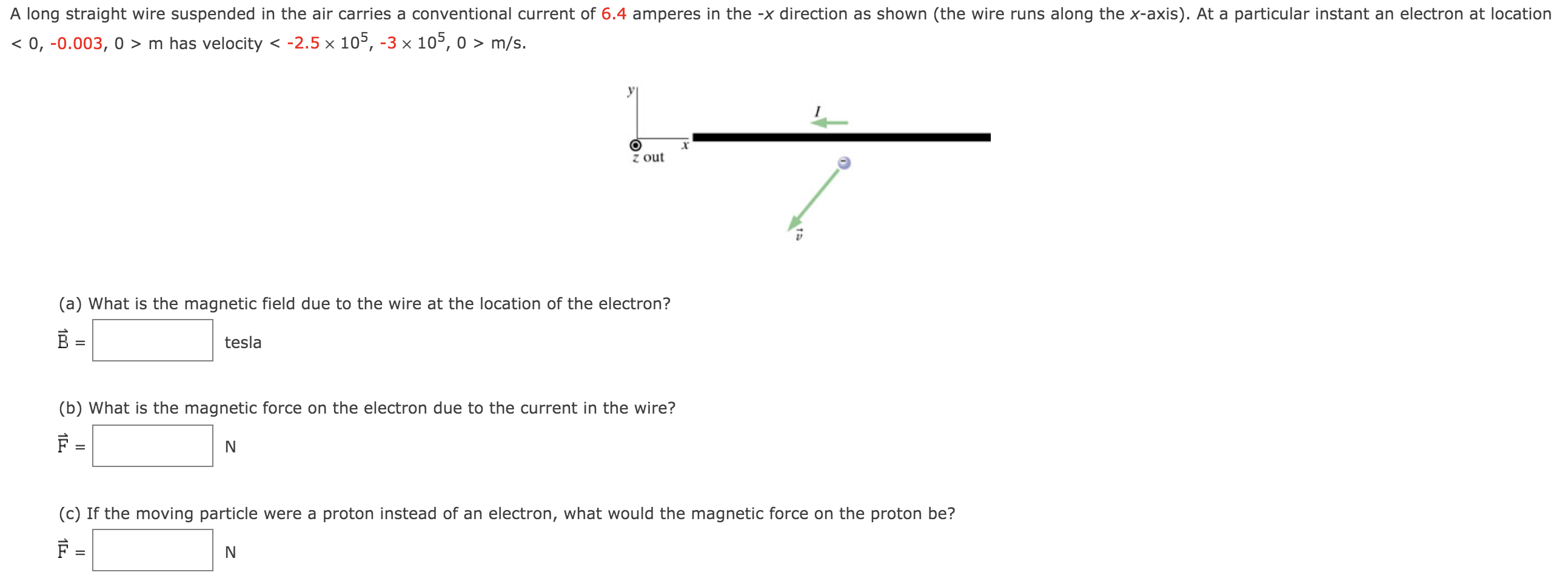 Solved A long straight wire suspended in the air carries a | Chegg.com
