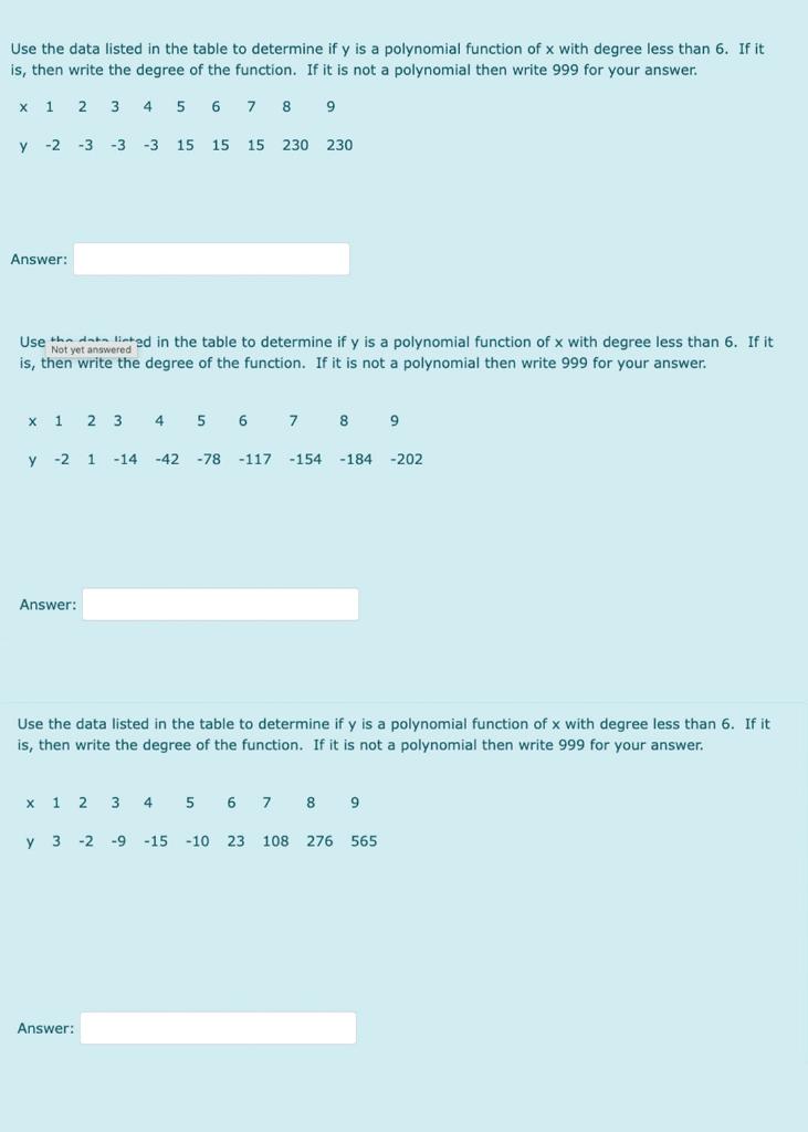 Solved Use the data listed in the table to determine if y is | Chegg.com