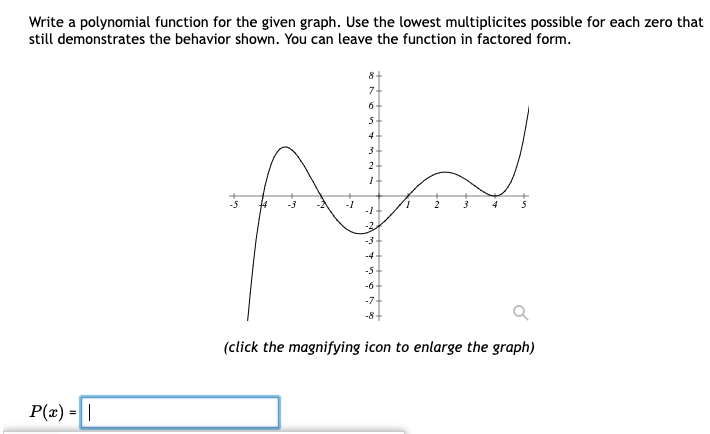Solved Write a polynomial function for the given graph. Use | Chegg.com