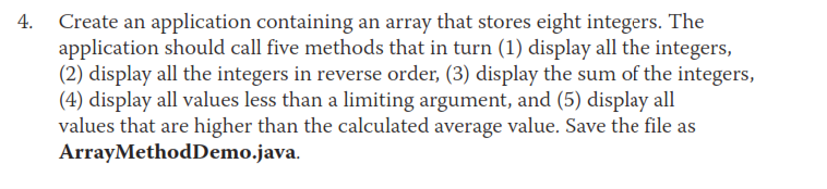 Solved Create an application containing an array that stores | Chegg.com