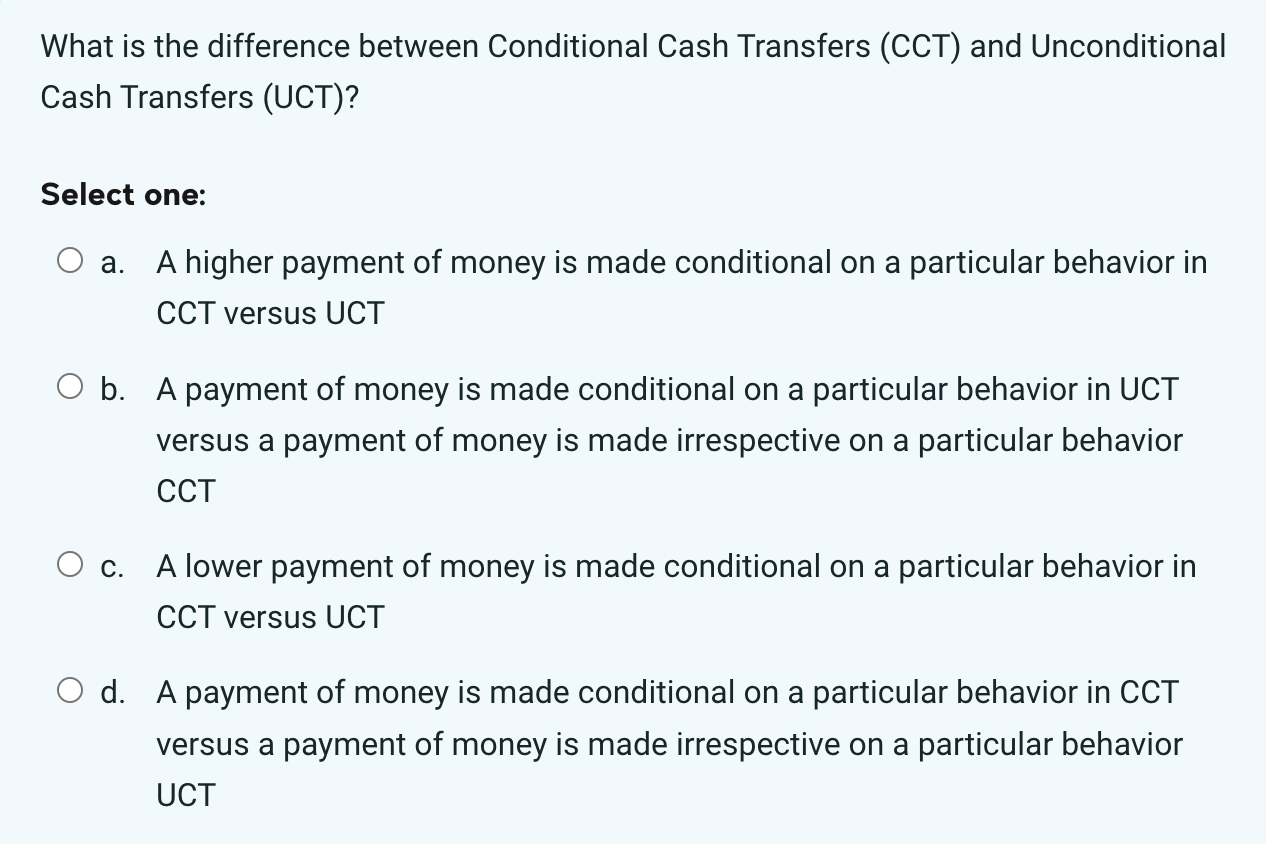 Solved What is the difference between Conditional Cash | Chegg.com
