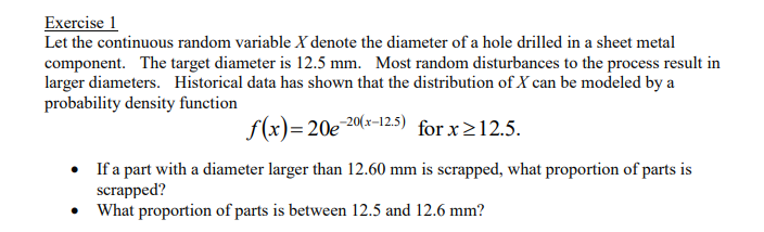 Solved Exercise 1 Let the continuous random variable X | Chegg.com