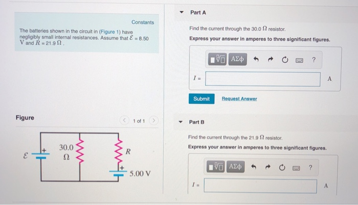 Solved PartA Constants The batteries shown in the circuit in | Chegg.com