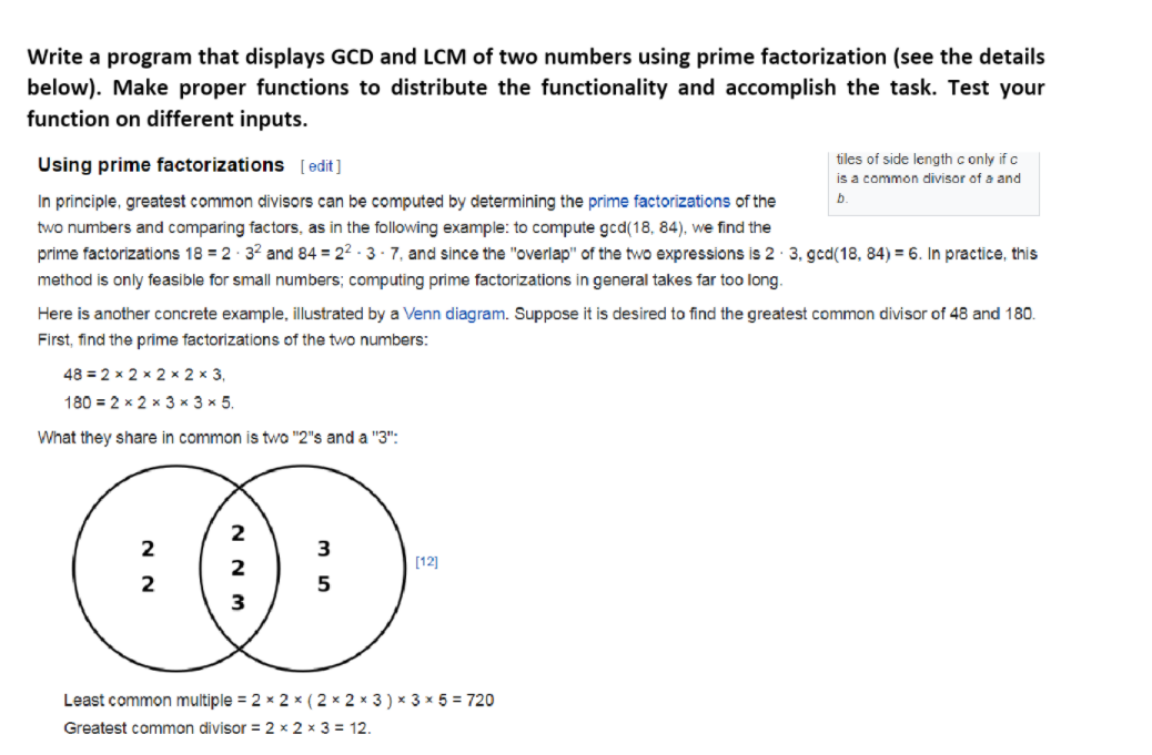 Solved Write a program that displays GCD and LCM of two | Chegg.com