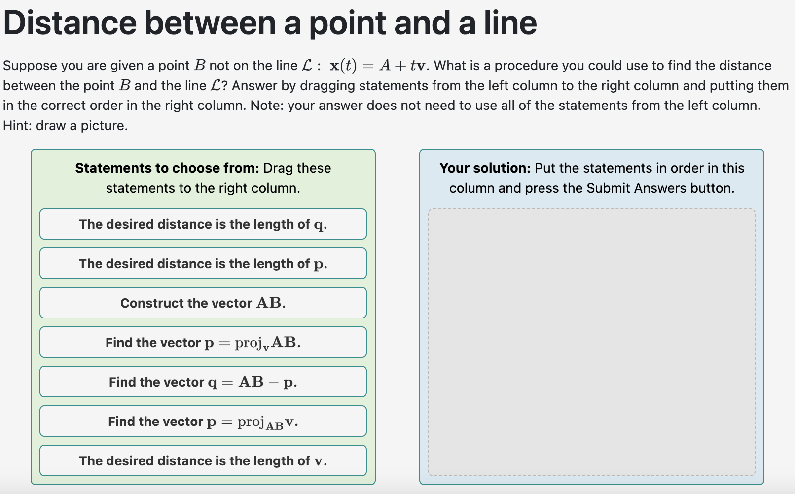 Solved Distance between a point and a lineSuppose you are | Chegg.com
