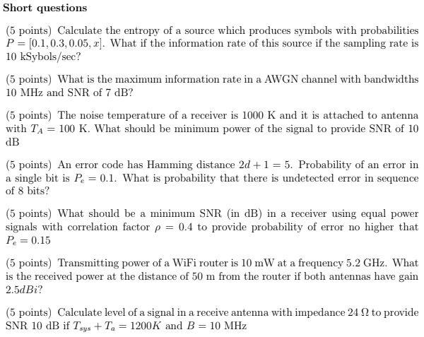 Solved (5 points) Calculate the entropy of a source which | Chegg.com