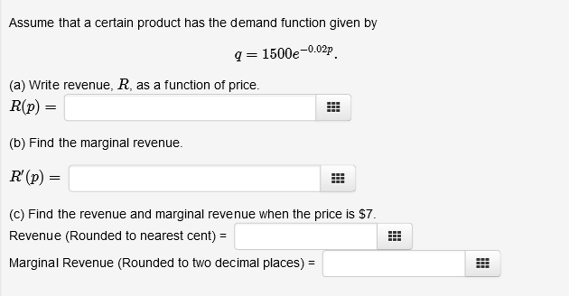 Solved Assume that a certain product has the demand function | Chegg.com