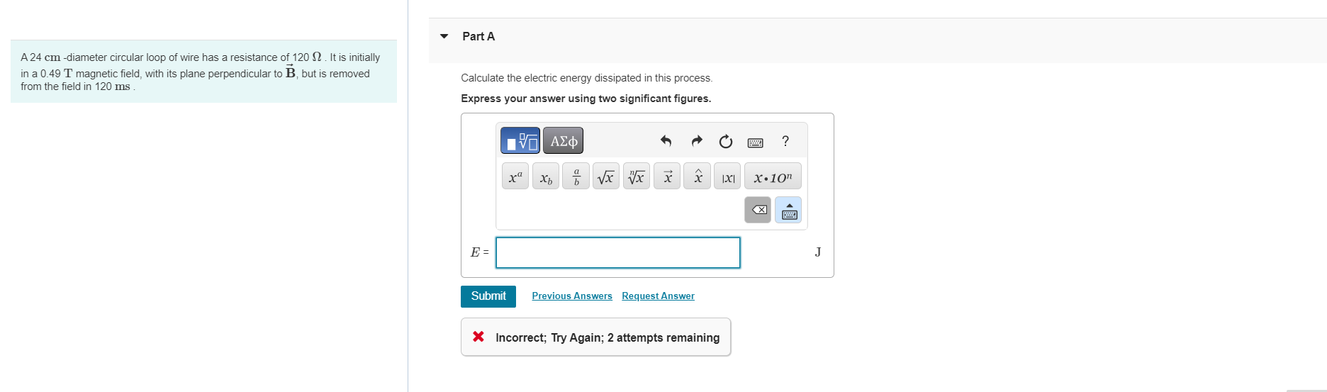 Solved A 24 cm-diameter circular loop of wire has a | Chegg.com