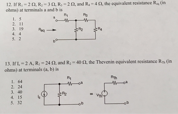 Solved 12. If R1-2 ?, R2-3 ?, R3-2 ?, and R4-4 ?, the | Chegg.com