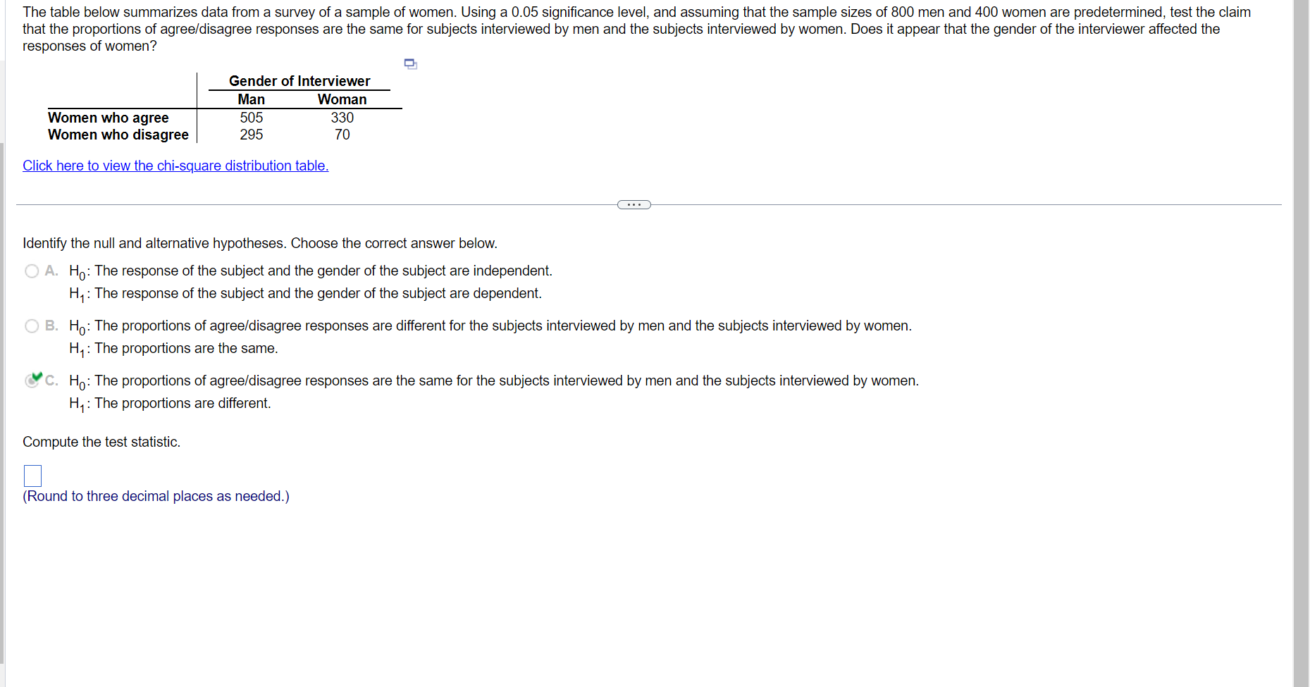Solved Click here to view the chi-square distribution table. | Chegg.com