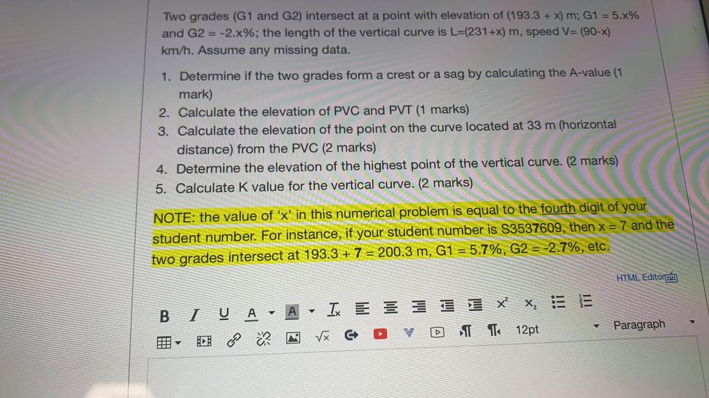 Solved two grades (G1 and G2) intersect ata point with the | Chegg.com